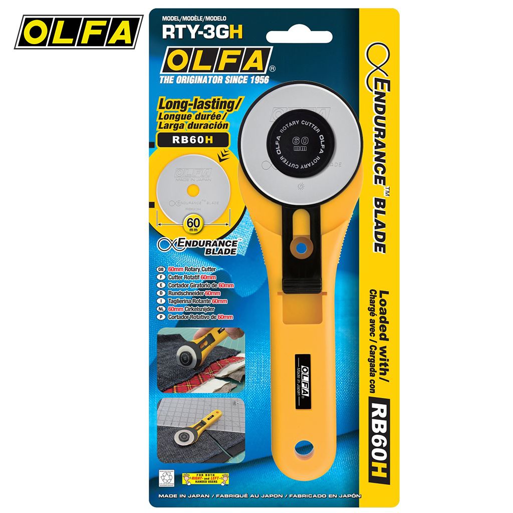OLFA 60m/m 割布刀 拼布刀 裁布刀 RTY-3/G 使用刀片：RB60/RB60H